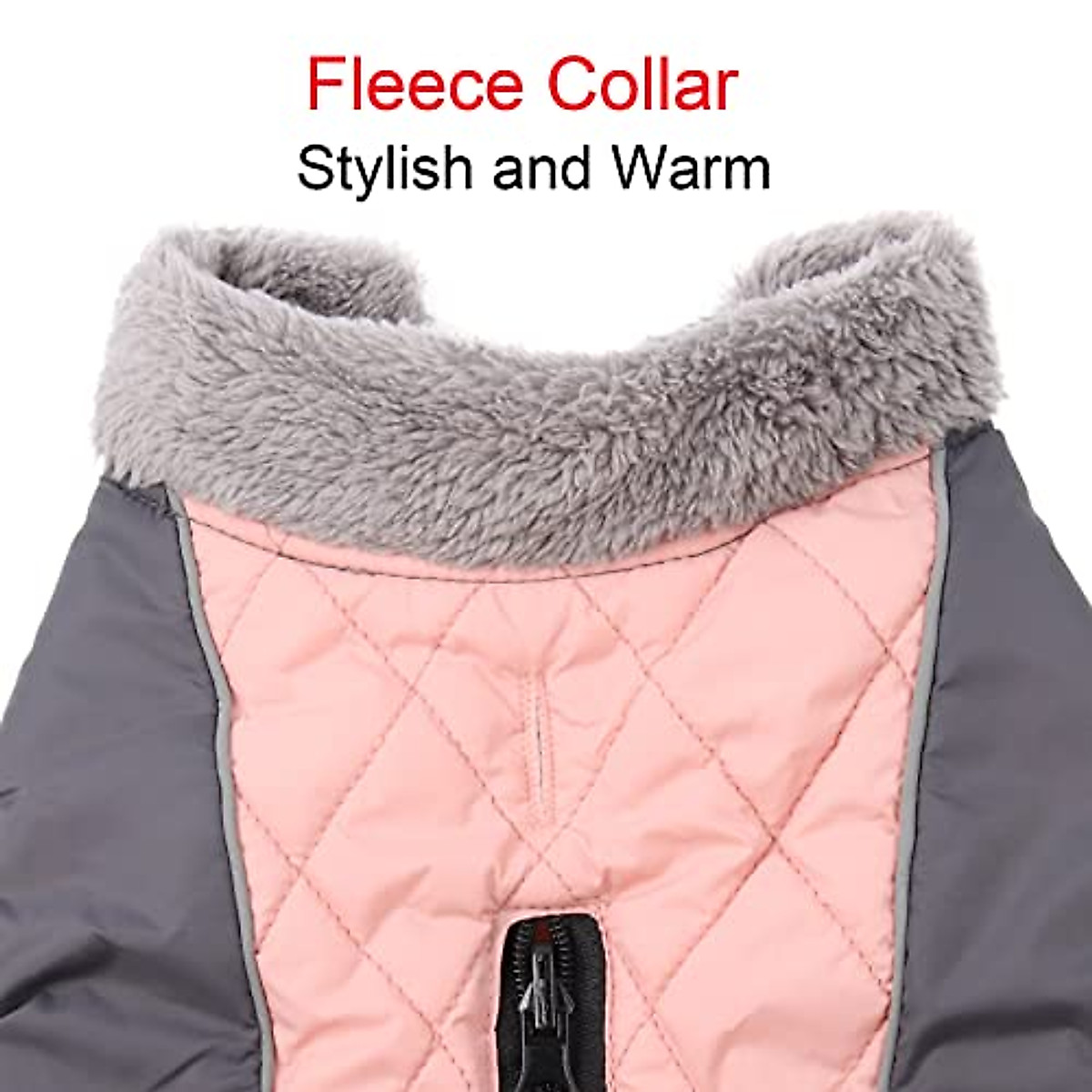 JoyDaog Fleece Collar Dog Coats for Small Dogs,Reversible Warm Puppy Jacket for Cold Winter,Pink S