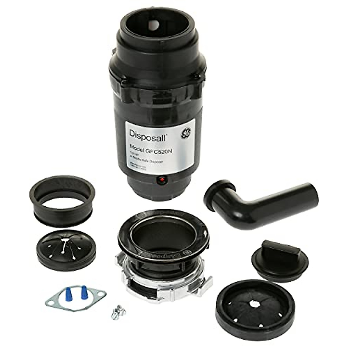 GE Continuous Feed Garbage Disposal, 1/2 Horsepower, Good for Grinding: Beans, Potatoes, Peels, & Cooked Meat, Easy Install Kit Included, Non-Corded, Recommended for 2-4 Person Homes Black