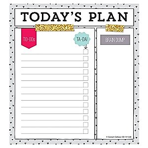 Carson Dellosa 5.75" x 6.25" Today's Plan To Do List Notepad, 50 Sheet Lined Paper Daily Planner Notepad, Daily Checklist, Teacher Daily To Do List, Productivity Task Planner