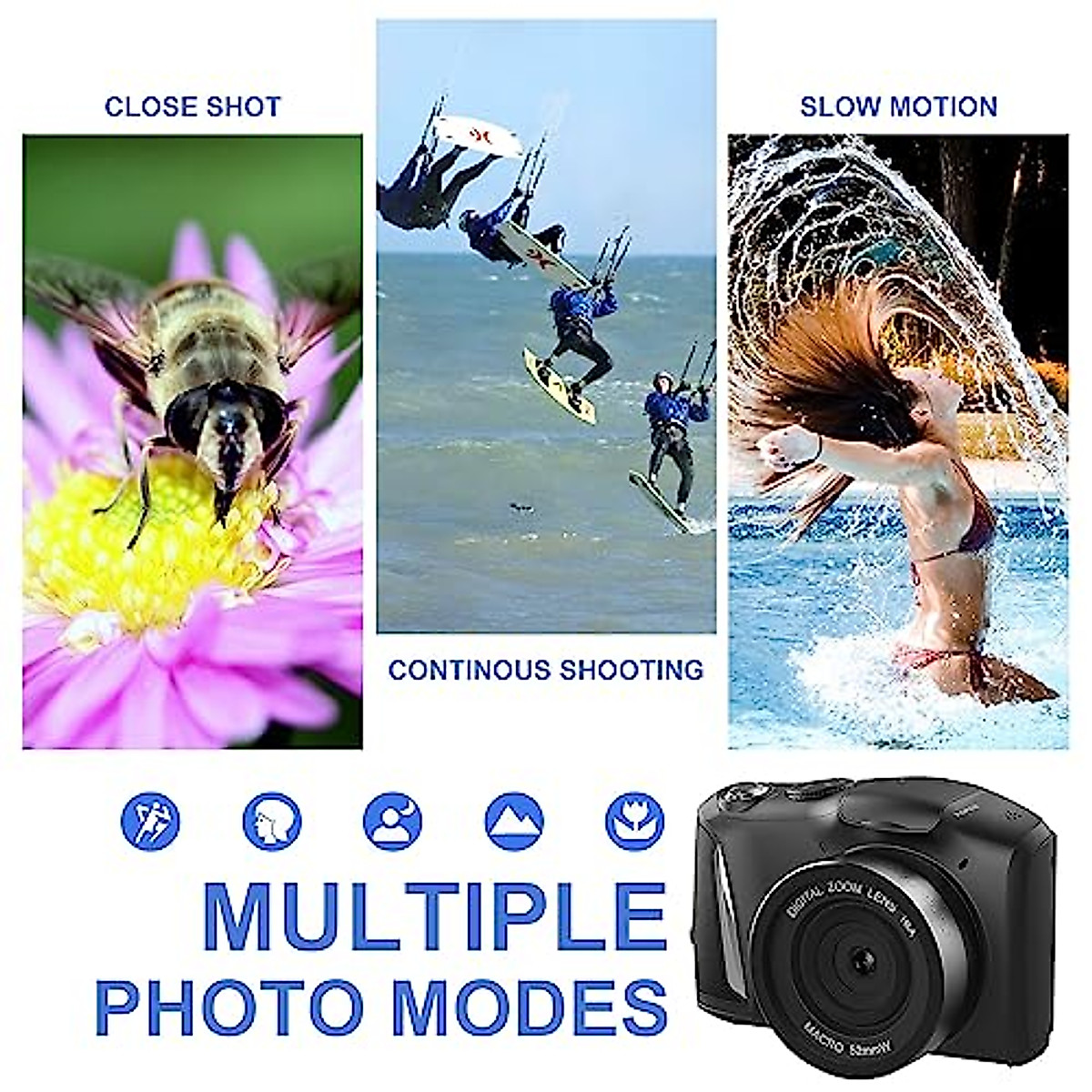 Kmnuiey 4K Digital Camera,Auto Focus 48MP Vlogging Camera for YouTube 16X Zoom Travel Portable Digital Camera with 2 Batteries