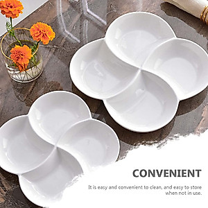 Cabilock Melamine Fruit Plate Food Serving Tray Food Container 4 Compartment Snack Storage Plate Divided Appetizer Tray Organizer White