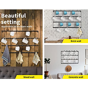 Ejoyous Coffee Mug Rack Wall Mounted, 30 Hooks Metal Mug Holder Coffee Cup Hanger Storage Rack Display Organizer for Coffee Mugs, Tea Cups, Mason Jars(4 Tier)