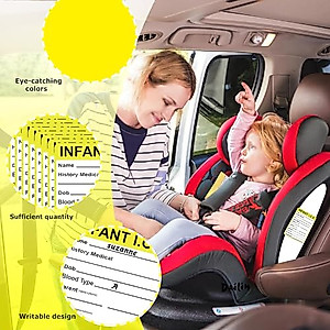 Infant I.C.E.(in Case of Emergency) Card Sticker 3 x 4 Inch Child Emergency Identification Contact Car Seat Stickers - Kids Car Seats Alert Attachment Tag Safety Decals 25 Pcs