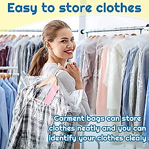 40 Pcs Garment Bags for Hanging Clothes Dry Cleaner Bags Plastic Clear Garment Bags Dry Cleaning Bags for Launderette Wedding Dresses Suits Coats (72 Inch)