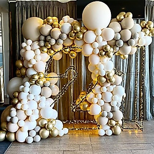 Nude Blush Balloon Garland Double Stuffed Beige Ivory Gold Boho Neutral Balloons Arch Kit for Baby Shower Gender Reveal Birthday Baptism Wedding Party Decoration
