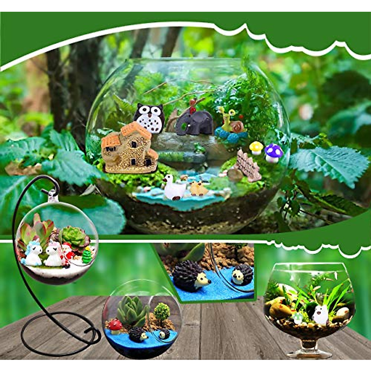 TCJJ 51 Pieces Miniature Fairy Garden Accessories, Fairy Garden Kit, Miniature Figurines Fairy Garden Supplies DIY Micro Landscape Ornaments for Garden Dollhouse Potted Plant Bonsai Terrarium Decor