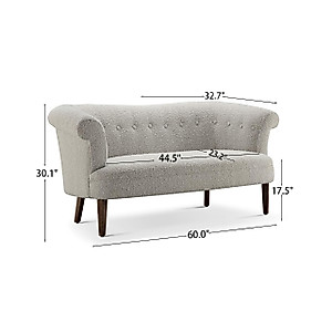 CHERS Tufted Sofa, Vintage Chesterfield Couch with Rolled Arms and Elegant Boucle Upholstery Loveseat for Living Room Furniture, Off-White