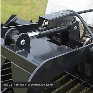 Titan Attachments 72-in Fine Grade Rock Grapple Skeleton Rake with Teeth, Universal Skid Steer Quick Tach