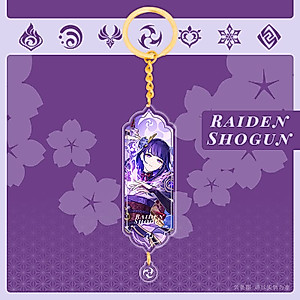 WillZephyr 4PCS original god pendant acrylic laminated pendant keychain thunder and lightning General Yagyujinzi (Style B)