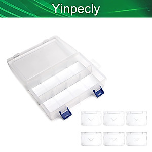 Yinpecly Component Storage Box 200x130x45mm Adjustable Divider 8 Grids Removable Compartment PP Organizer for Jewelry Beads Earring Container Tool Fishing Hook Small Accessories 1Pcs
