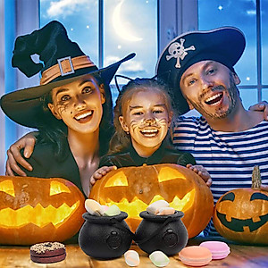 CCINEE Black Cauldron with Handle,Mini Plastic Candy Kettle Bucket for St.Patrick's Day,Halloween Party Favor,Pack of 12