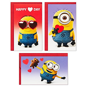 Hallmark Kids Minions Mini Valentines Day Cards Assortment (18 Classroom Cards with Envelopes)