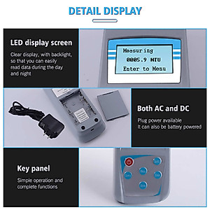 Handheld Digital Turbidity, with Backlit LED Display, High Accuracy Clear Display, Exquisite Workmanship, Portable Turbidimeter for Swimming, Laboratory, Water Works