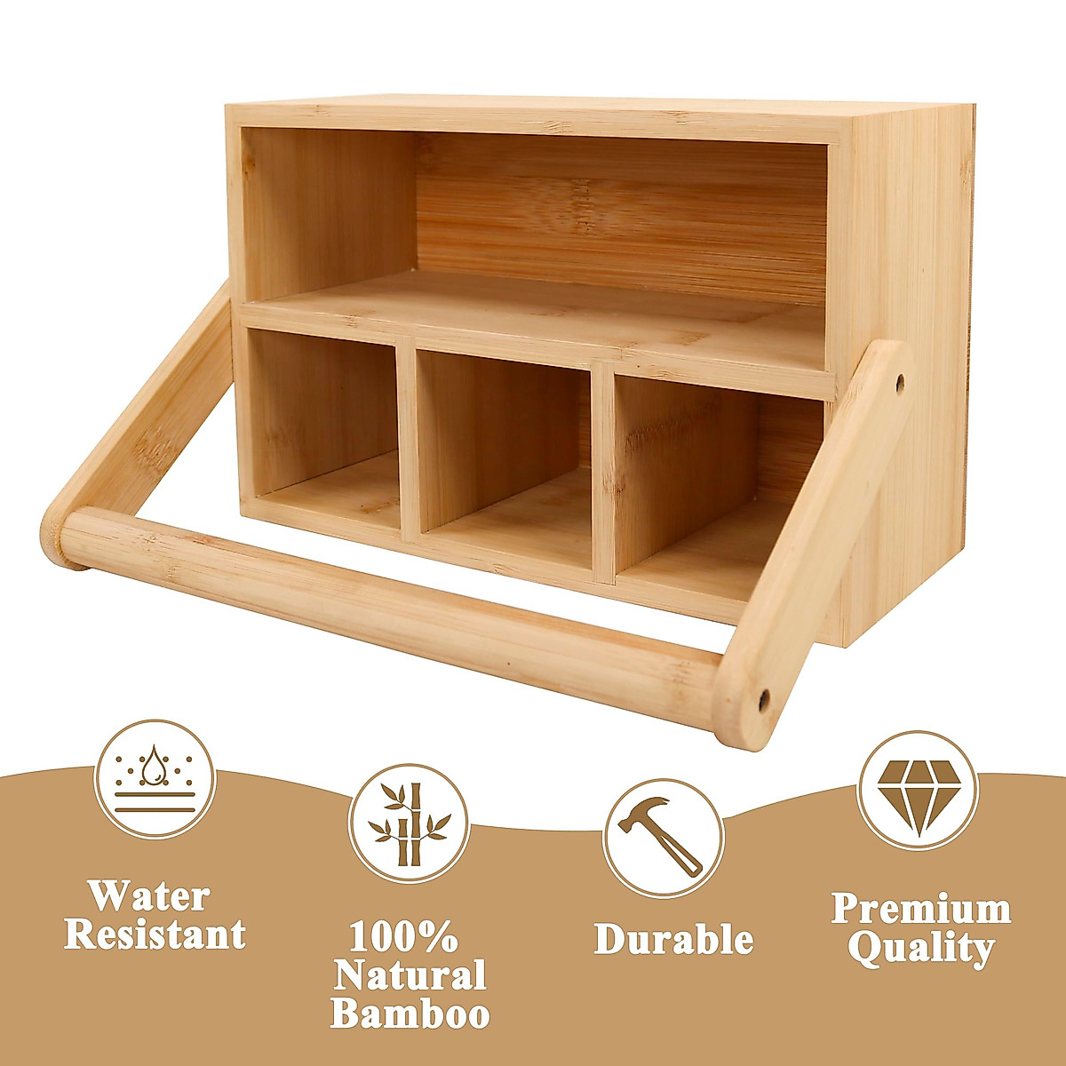 MITUKIYOUNG Utensils Holder, Caddy Cutlery Holder Silverware, Utensils Organizer, Bamboo Utensil Holder And Organizer with Handle, Utensil Holder for Party, Basket Holder for Kitchen Table, Cabinet