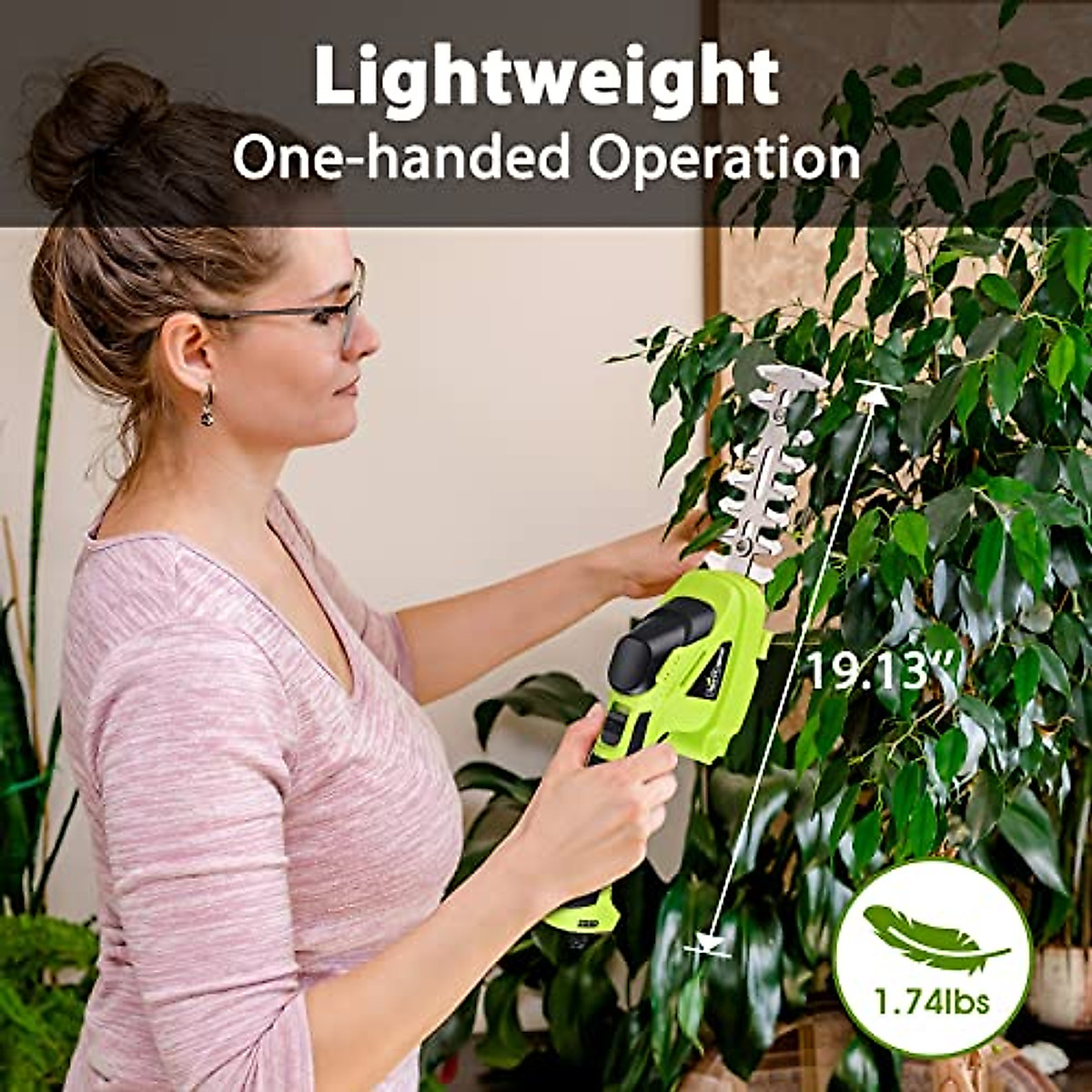 SnapFresh Cordless Grass Shears - Portable 2-in-1 Hedge Trimmer, 7.2V Electric Handheld Trimmer, Lightweight & Safe Hedge Shears with 1 Charger, Grass Cutter Machine for Garden & Lawn, Garden Supplies