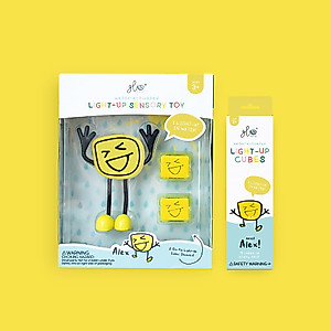 Glo Pals Alex Water-Activated Bath Toy with 6 Reusable Light-Up Cubes for Sensory Play