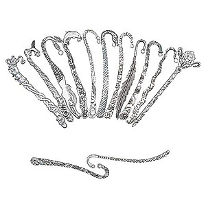 HOSTK 10pc Silver Metal Bookmark Hairpin Hook Carved Antique Vintage with Pendant Jewellery Making Mermaid Souvenirs Plain Embossed
