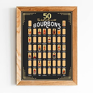 The Bourbon Bucket List 50 Best Bourbons Scratch Off Poster - Gift For Whiskey Lover, Bar, Game Room or Man Cave - Bourbon poster - Men poster - Bourbon gifts - Whiskey gift, 13,3*1,9*1,9