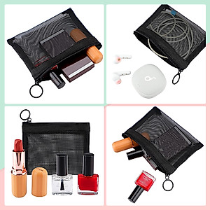 Black Small Zipper Pouch Mesh Mini Cosmetic Bag Coin Purse Bulk Mesh Coin Pouch Organizer for Women Travel Home, 5 x 4 Inch(20 Pcs)