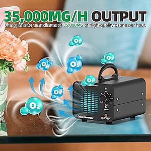 Ozone Generator 35,000mg/h - O3 Deodorizer, High Capacity Commercial Ozone Machine & Ozone Machine Odor Removal, Home Ozone Generator, Perfect for Home, Car, Smoke, Pet Odors, and Basement - Qucship