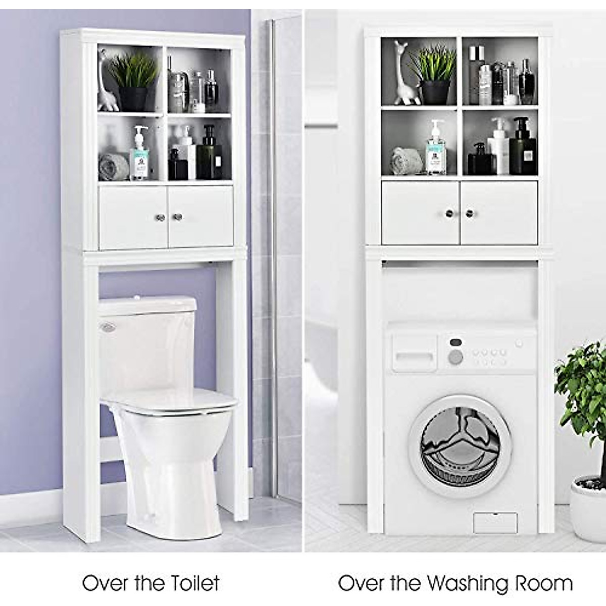 Nightcore Bathroom Storage Rack Over The Toilet, Toilet Organizer with 4 Open Space, Space Saver Cabinet, Sturdy and Durable Bathroom Shelf, White