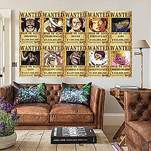 12 Pcs 16.6 In x 12 In Anime OP Wanted Bounty Posters , New Edition, Straw Hat Pirates Crew Zoro, Sanji, Luffy, 1 Pcs OP Flag