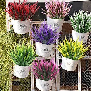 HEJIAYI Artificial Outdoor Flowers - 16 Bundles Fake UV Resistant Shrubs Flowers for Indoor Outdoor Home Garden Kitchen Office Table Vase (White)