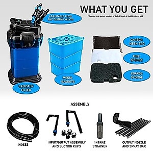 Penn-Plax Cascade All-in-One Aquarium Canister Filter – for Tanks Up to 200 Gallons (350 GPH) – Cascade 1500