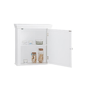 Elegant Home Fashions Stratford Wooden Storage, 1 Door, White Medicine Cabinet