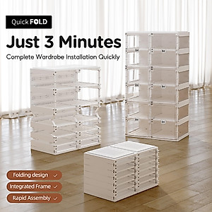 ANTBOX Foldable Shoe Rack,Shoe Organizers for Closet Plastic Shoe Storage Box Space Saving for Entryway, Large Sturdy Stackable Sneaker Cabinet Bins with Magnetic Clear Door 10 Tiers 20 Pairs