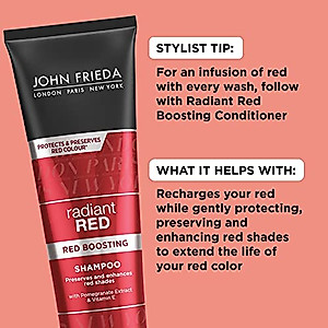 John Frieda Radiant Red Red Boosting Shampoo, Daily Shampoo, Helps Enhance Red Hair Shades, 8.3 Ounce, with Pomegranate and Vitamin E