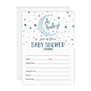 Starry Delight Baby Shower Invites / 25 Invitation Cards With White Envelopes / 5" x 7" Flat Twinkle Star Invitations/Fill In Gender Neutral Baby Party Cards/Made In The USA