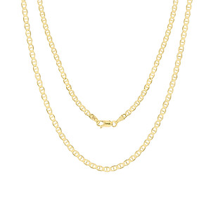 Nuragold 10k Yellow Gold Solid 2.5mm Anchor Mariner Link Chain Pendant Necklace, Womens Mens Jewelry 16" 18" 20" 22" 24" 26"