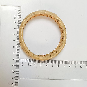 Dainty Rattan Geometric Bracelets Handmade Woven Lightweight Straw Wicker Braid Ethnic Round Statement Chunky Bangle for Women Jewelry-2 PCS