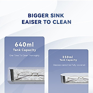 UltrasoniJewelry Cleaner, 40W 640ML Portable Household Professional Ultrasonic Eyeglasses Cleaning Machine with Timer，Ring Glasses Watches Denture Clean