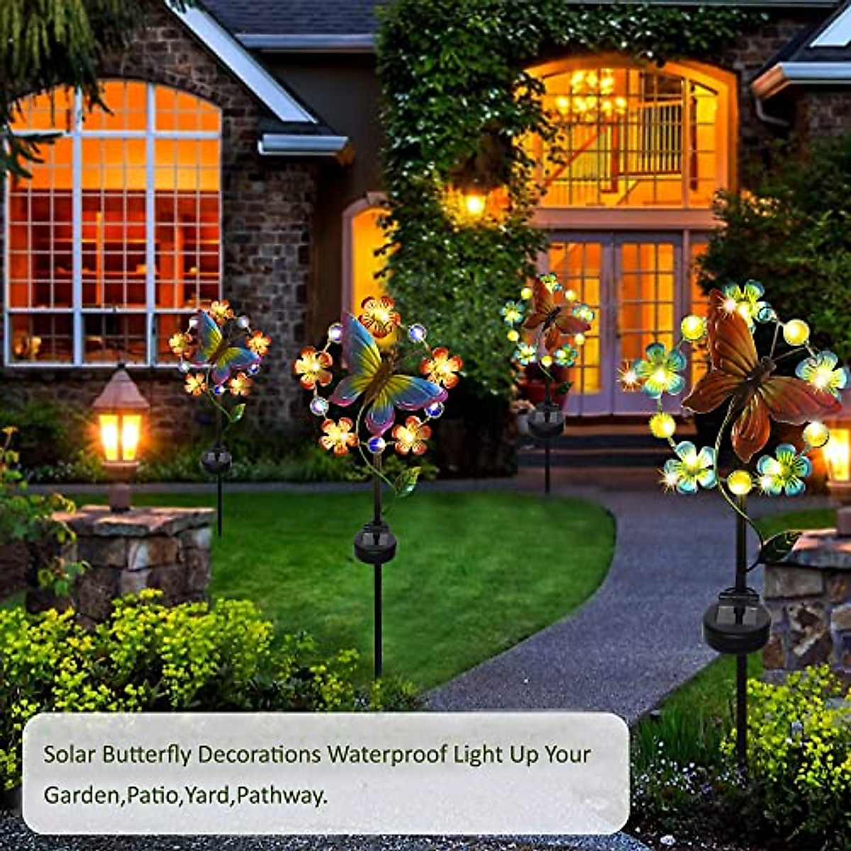 TSTGEE Solar Butterfly Lights Outdoor Yard Decorations Outdoor Flowers Solar Stake Lights Butterflies Outdoor Lights Waterproof for Garden Yard Lawn Patio Pathway(2 Pack)