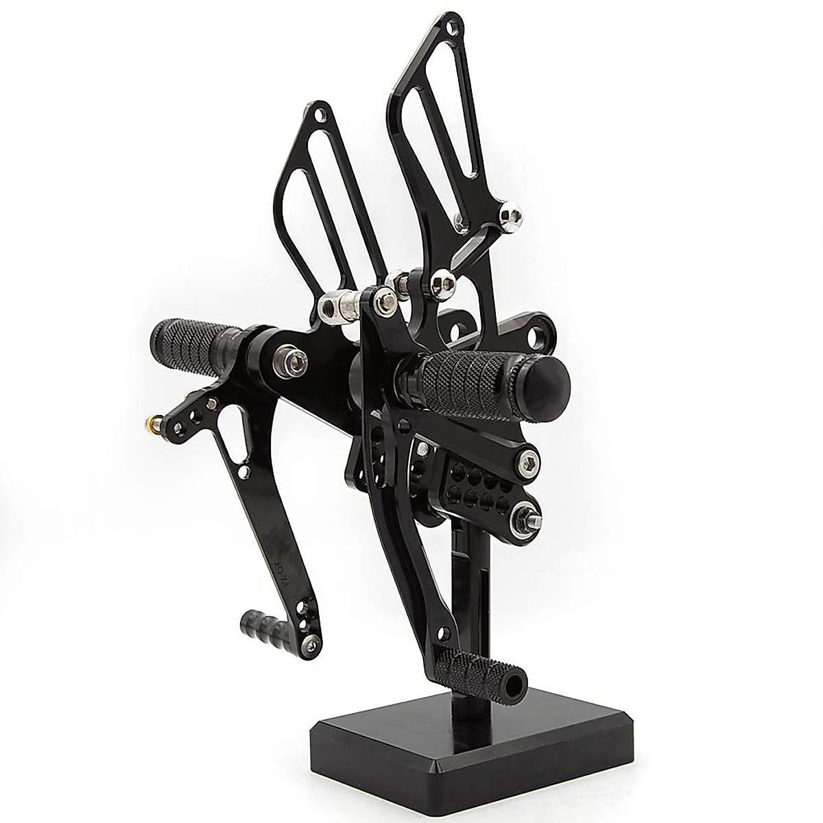 CNC ZX6R 09-20 Motorcycle Adjustable Rearsets Foot Pegs Rear Set Footpeg Brake Shift Pedal Compatible with Ninja 600 ZX6R ZX636 2009-2020 Black