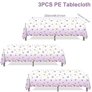Butterfly Birthday Decorations Disposable Tablecloths - 3 Pcs Purple Birthday Butterfly Waterproof Table Covers, Butterfly Baby Shower Decorations for Girls, Spring Themed Table Party Supplies