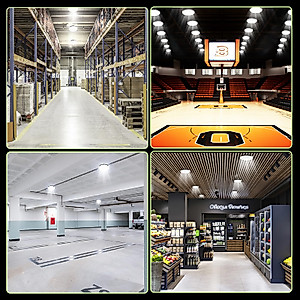 Royana UFO High Bay Light LED: Plug & Paly Lighting for Warehouse,5000K Daylight, 300W, AC110V-130V, 30000LM, IP65 Waterproof and Ideal Heat Dissipation, LED Shop Light for Factory Barn 8 Pack