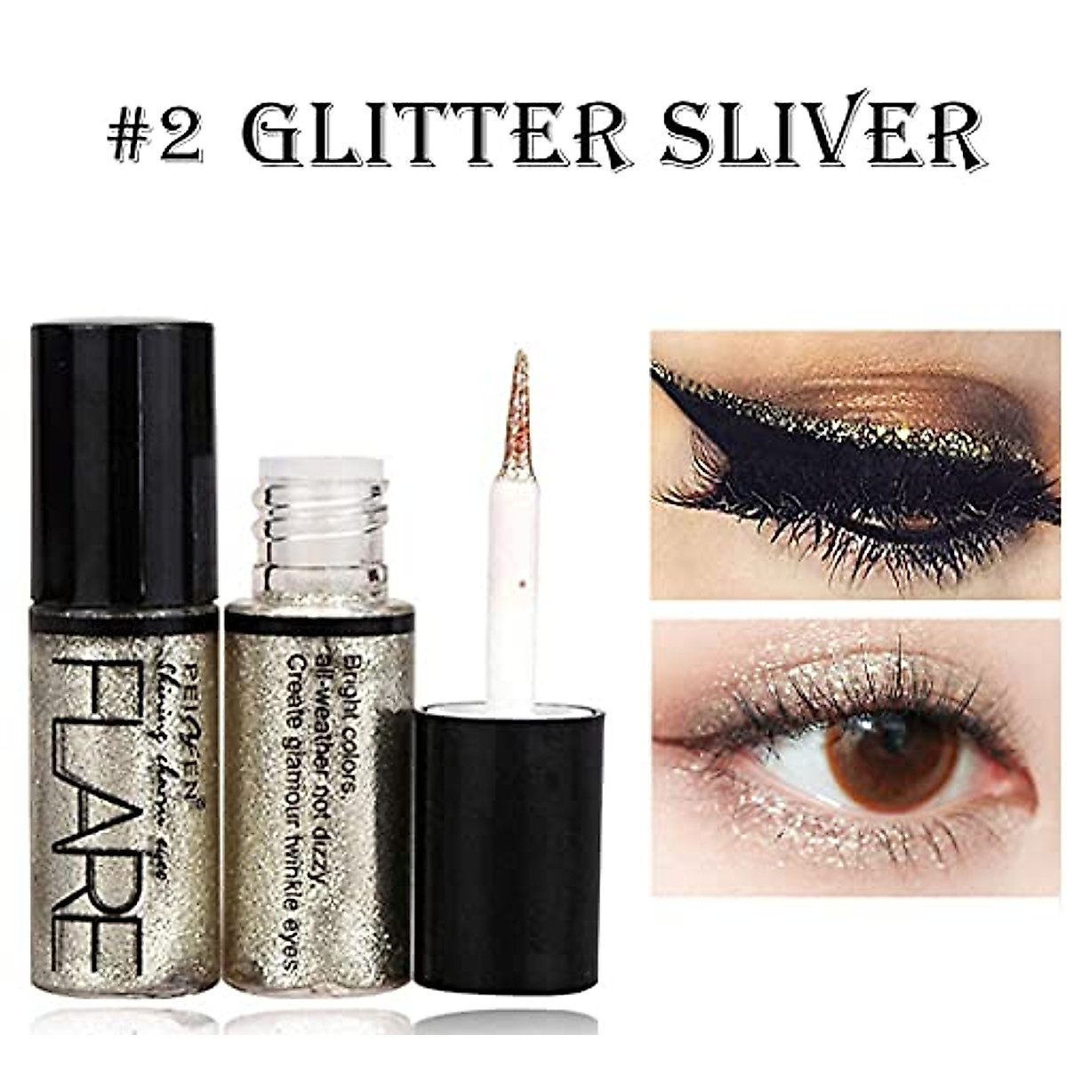 ETEDES Glitter Eyeshadow liquid Eyeliner, Long Lasting Waterproof Shimmer Metallic Glitter Eyeshadow 4 clours (Styles #2)