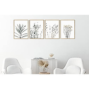 Herzii Botanical Plant Wall Art Prints- Sets Of 4 (8x10 ) Unframed Wall Decor- Pictures Minimalist Wall Art Photo - Nordic Style Eucalyptus And Lavander Leaf Prints-Modern Art Boho Print Decor - Farmhouse, Kitchen, Bedroom Wall Decor
