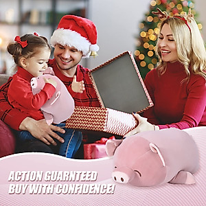 OULV Cute Pig Stuffed Animal Plush Doll Toy, Soft Fat Pig Plushes Hugging Pillow Gifts for Bedding, Kids Birthday, Valentine, Christmas Room Decoration(31.4inch)