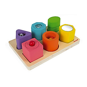 Janod I Wood – Shapes and Sounds 6 Block Puzzle – Ages 12 Months+ - J05332