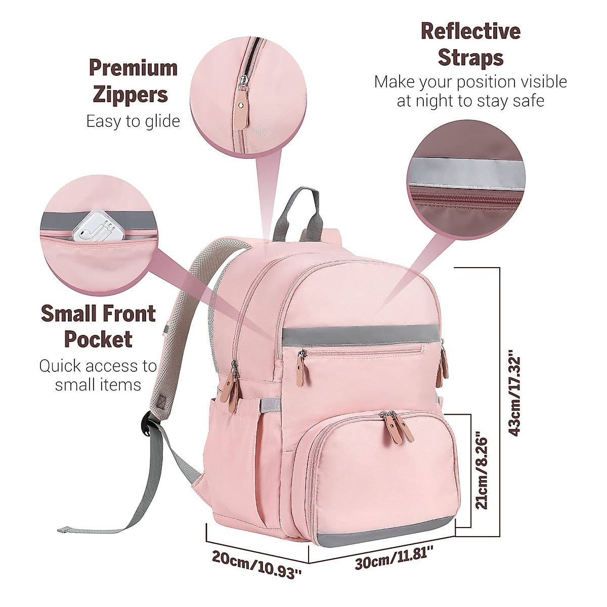MoKo Gym Backpack with Shoe Compartment, 15.6 Inch Laptop Bag Backpack Stylish Water Resistant Travel Backpack Anti Theft School Backpack for Women/Girls/Teens Gifts, Pink