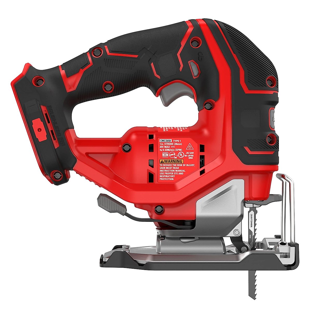 CRAFTSMAN V20 RP Cordless Jig Saw, 3 Orbital Settings, Up to 3,200 SPM, Variable Speed Keyless, Bare Tool Only (CMCS650B)