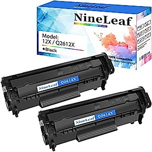 NineLeaf (3000 Pages per Compatible Toner Cartridge Replacement for HP 12X Q2612X 12A Q2612A High Yield Use with Laser Jet 1020 1012 1010 1018 1022 3030 3050 3015 3052 3055 M1319F Printer (2PK Black)