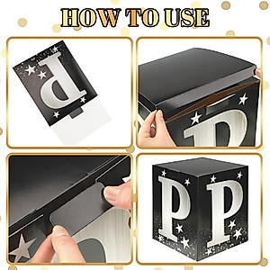 Sotiff 4 Pcs Prom/Grad Column Standup Photo Booth Prom Decorations Prom/Grad Night Party Decor for 2024 Graduation Decorations Supplies (Black Silver)