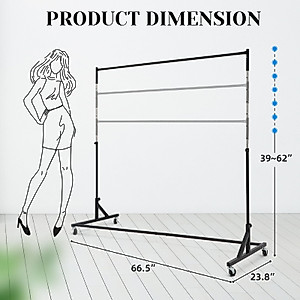 ALBAD Z Rack, Commercial Z Base Garment Rack, Heavy Duty Adjustable Rolling Clothes Rack with 300LBS Capacity, Industrial Pipe Clothing Rack on Wheels with Brakes, Portable Z Rack for Hanging Clothes