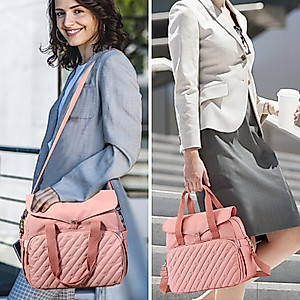 Anfeichen Insulated Lunch Bag Women For Work,Leakproof Lunch Box for Men Large Lunch Tote Bag,Embroidered Cooler Bag with Shoulder Strap (Pink)