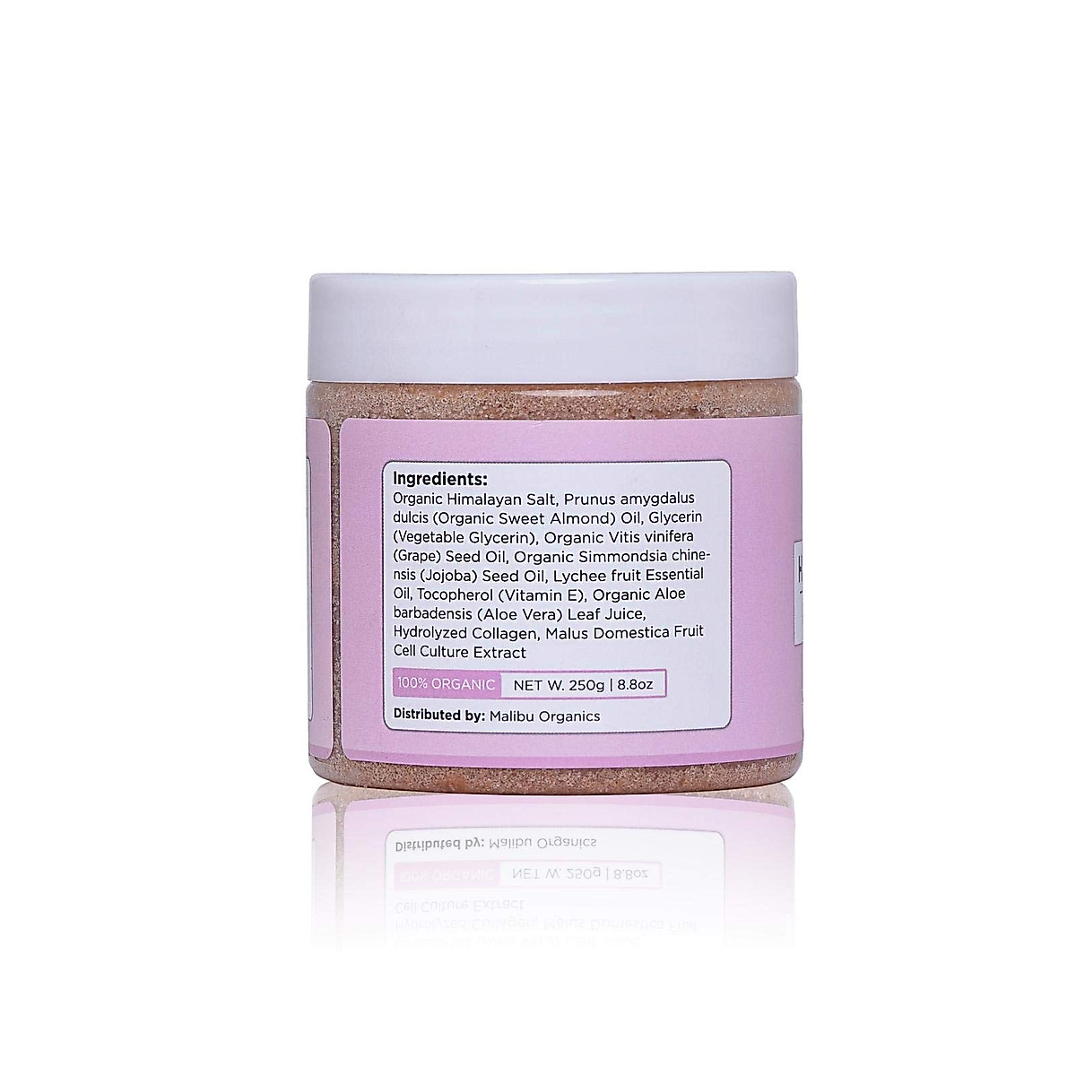 Malibu Organics Himalayan Scrub – All-Natural Body Exfoliant with Collagen and Stem Cells - Organic Body Scrub to Exfoliate and Moisturize Skin – Deep Cleansing Himalayan Pink Salt Scrub – 8.8oz